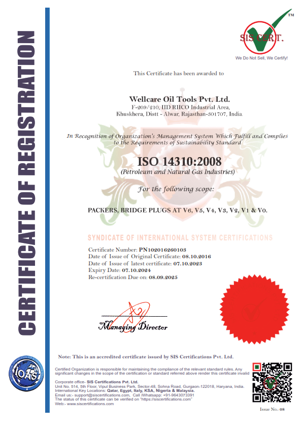 Certification Unit-I - Wellcare Oil Tools®